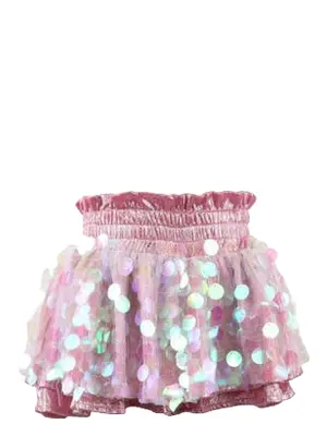 LOLA + THE BOYS Metallic Paillette Sequin Skort - Pink