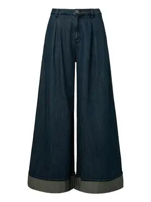 WeWoreWhat Pleated Wide Leg Jean - Mid Wash