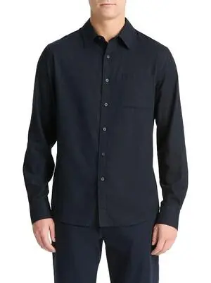 Vince Cotton & Wool Blend Twill Button-up Shirt - Coastal