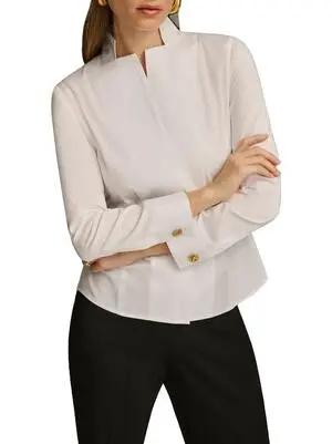 Donna Karan New York Stand Collar Button-up Shirt - White
