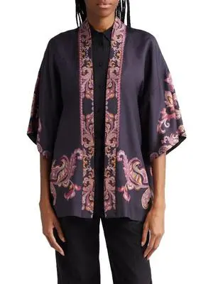 Etro Etro Paisley Silk Twill Open Front Jacket Printed Black Base