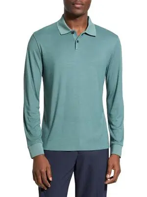 Theory Goris Anemone Milano Long Sleeve Polo - Dark Feldspar Green