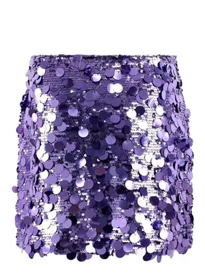 LOLA + THE BOYS Magic Paillette Mini Skirt Purple