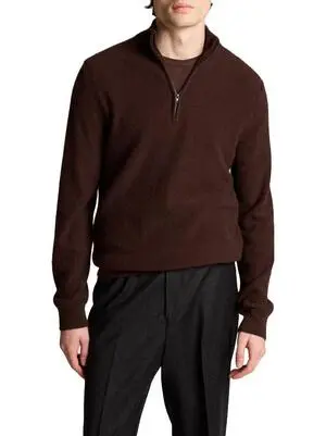Vince Vince. Boiled Cashmere Quarter Zip Sweater Chocolate Plum