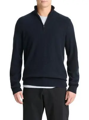 Vince Vince. Boiled Cashmere Quarter Zip Sweater Coastal