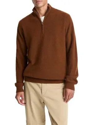 Vince Boiled Cashmere Quarter Zip Sweater - Copperhead