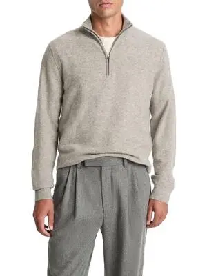 Vince Boiled Cashmere Quarter Zip Sweater - Heather Mouse