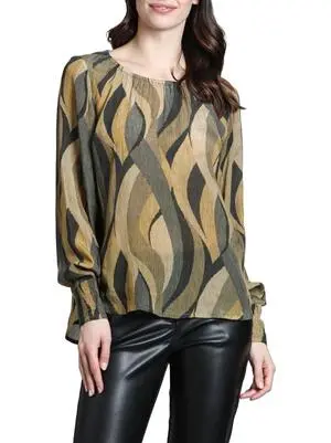 APNY APNY Printed Long Sleeve Top Beige Multi