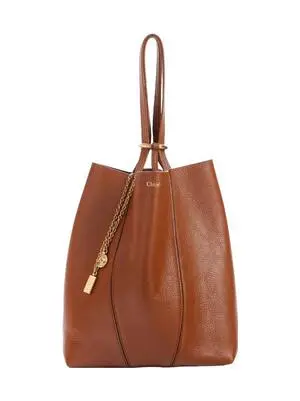 Chloé Spin Leather Tote - 26m Clay Brown