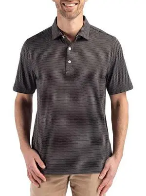 Cutter & Buck Forge Fine Line Stripe Recycled Blend Polo - Black/white
