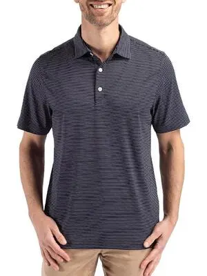 Cutter & Buck Forge Fine Line Stripe Recycled Blend Polo - Navy Blue/white