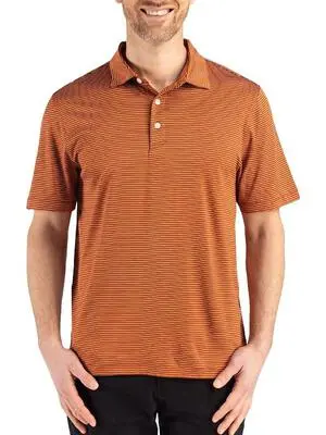 Cutter & Buck Forge Fine Line Stripe Recycled Blend Polo - Texas Orange/white