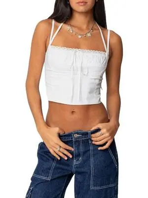 EDIKTED Salome Cotton Corset Top - White