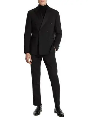 JACK VICTOR Eden Double Breasted Wool Tuxedo - Black