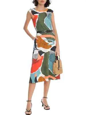 LYGIA & NANNY Tie Abstract-print Midi Dress - Green