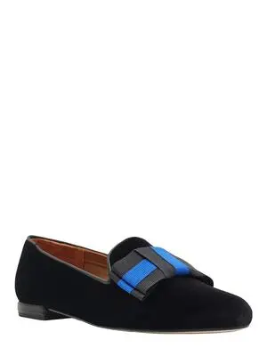 JON JOSEF Gatsby Bow Velvet Venetian Loafer - Black Velvet