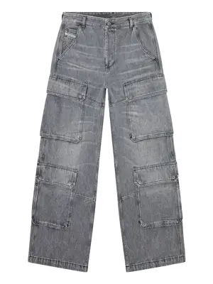 DIESEL® D-touch Wide Leg Cargo Jeans - Grey