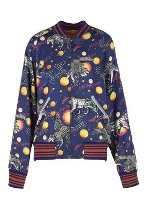 Gucci Printed Silk Bomber Jacket - Blue Print/rose Sail