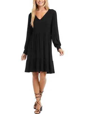 Karen Kane Long Sleeved Tiered Dress - Black
