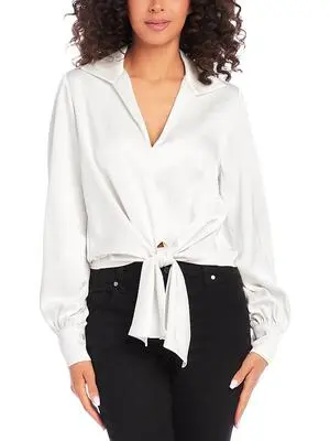 Karen Kane Tie Front Top - Cream
