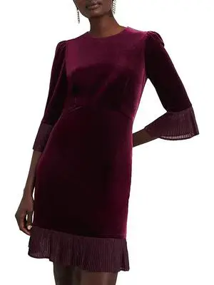 HOBBS LONDON Ashley Velvet Dress - Warm Plum