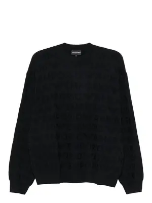 Emporio Armani Link-stitch Wool Sweater - Blue