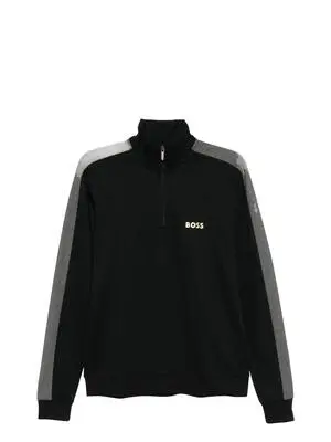 BOSS Logo-printed Half-zip Sweater - Black