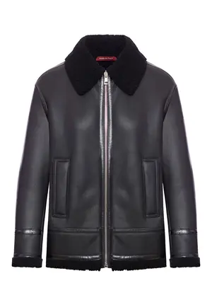 Gucci Shearling-trim Leather Jacket - Black
