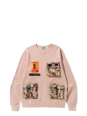 A BATHING APE Camo Pocket Crewneck Sweatshirt - Beige