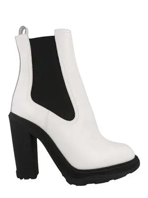 Alexander McQueen Leather Heeled Chelsea Boot - Ivory/black