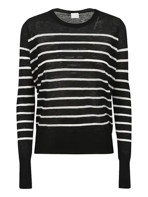 CT PLAGE Wool Striped Sweater - Black