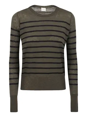 CT PLAGE Wool Striped Sweater - Kaki