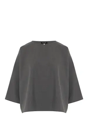 Eskandar Eskandar Boat Neck Silk Top Lightgrey