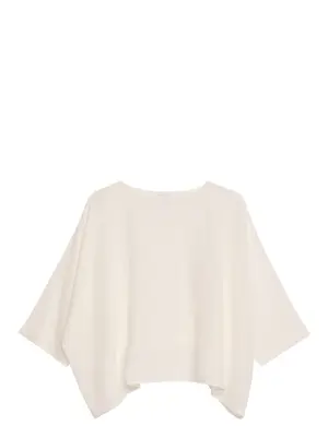 Eskandar Eskandar Boat Neck Silk Top White