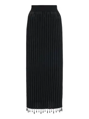 JIL SANDER Embellished Plissé-knit Midi Skirt - Black