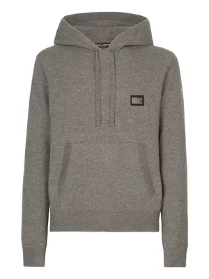 Dolce & Gabbana Wool-cashmere Hooded Sweater - Grey