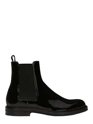 Dolce & Gabbana Calfskin Ankle Boots With Dg Logo - Black