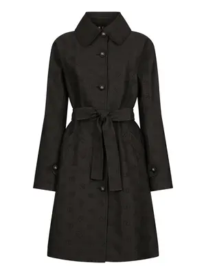 Dolce & Gabbana Quilted Jacquard Trench Coat With Dg Logo - Black