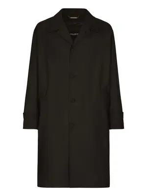 Dolce & Gabbana Nylon Trench Coat With Logo Tag - Black