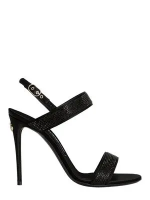 Dolce & Gabbana Keira Rhinestone Satin Sandals - Black