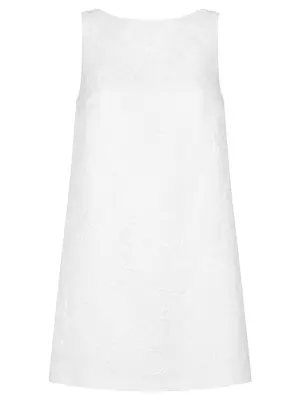 Dolce & Gabbana Short Brocade Dress With Plunging Back - White