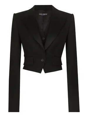 Dolce & Gabbana Short Wool Gabardine Jacket With Vest - Black