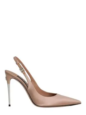 Dolce & Gabbana Satin Slingbacks With Dg Logo - Beige