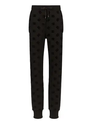 Dolce & Gabbana Flocked Logo Jogging Pants - Black