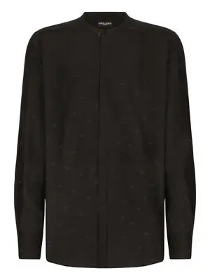 Dolce & Gabbana Silk Martini-fit Shirt With Plastron - Black