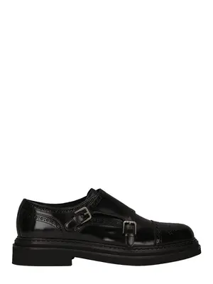 Dolce & Gabbana Brushed Calfskin Monk Strap Shoes - Black