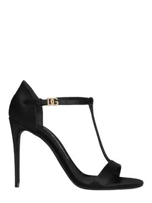 Dolce & Gabbana Satin T-bar Sandals - Black