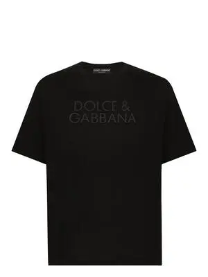 Dolce & Gabbana Cotton T-shirt With Logo Embroidery - Black
