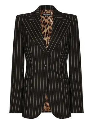 Dolce & Gabbana Pinstripe Wool Turlington Blazer - Multicolor