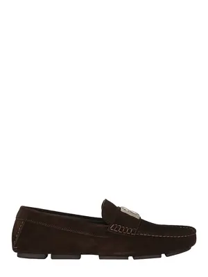 Dolce & Gabbana Suede Driver Loafers - Brown